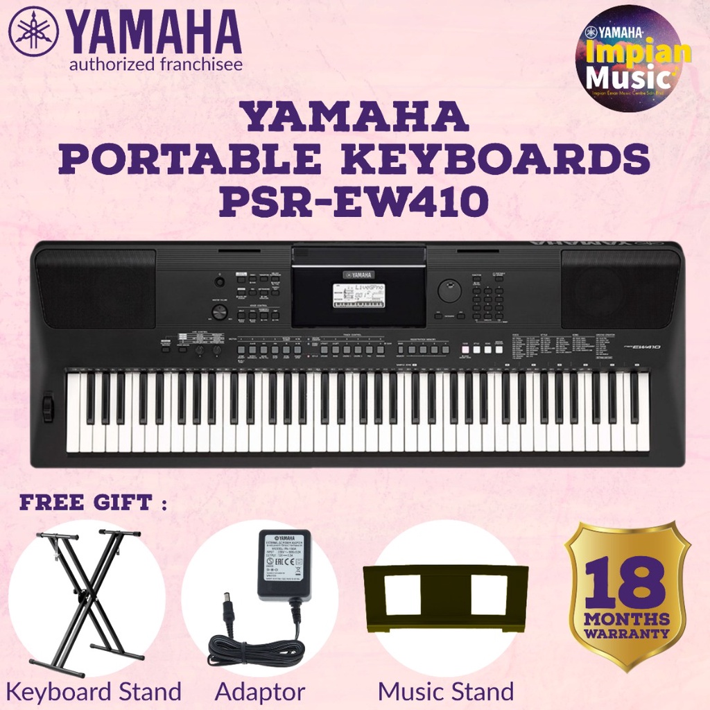 Yamaha 76 Keys Portable Keyboard PSR-EW410 with Keyboard Stand (PSR ...