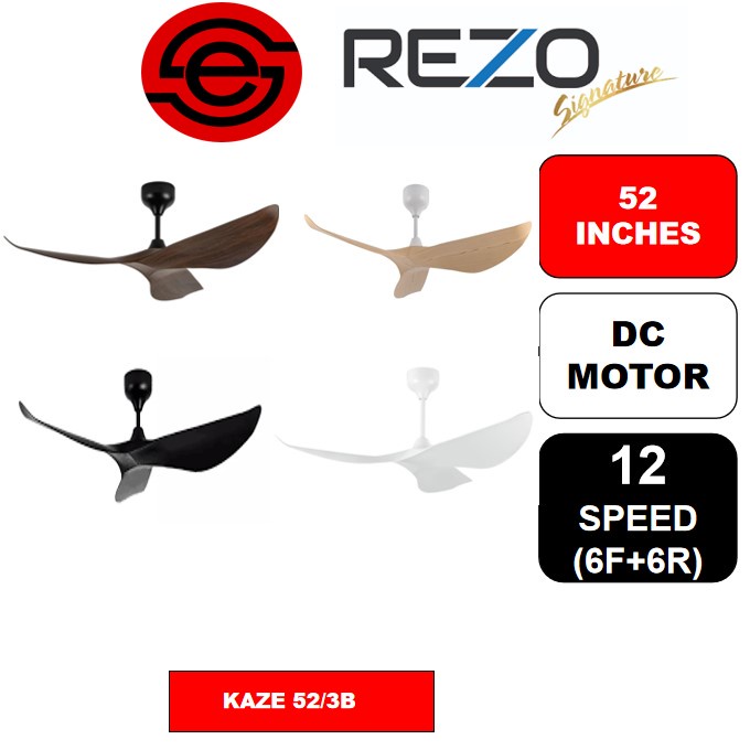 (KLANG VALLEY NORMAL INSTALLATION)REZO KAZE DC MOTOR CEILING FAN 52" 3 ...