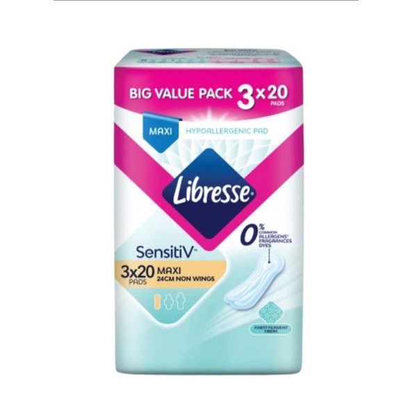 Libresse Sensitive SensitiV Maxi Non Wing 24cm (3x20s) Disposable ...