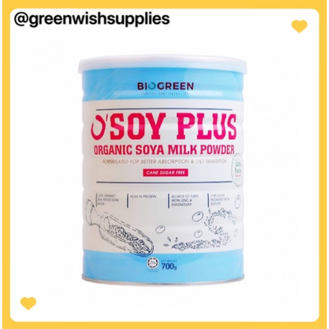 BIOGREEN - O'Soy Plus Organic Soya Milk Powder (700g) Exp:07/2028 ...