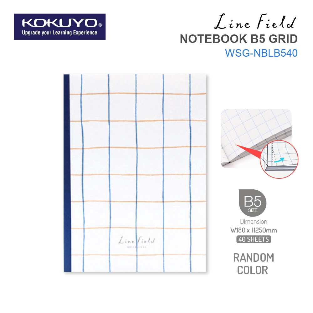 KOKUYO WSG-NBLB540 LINE FIELD Notebook B5 - Grid / Graph (40 Sheets) - RANDOM COLOR | Shopee ...