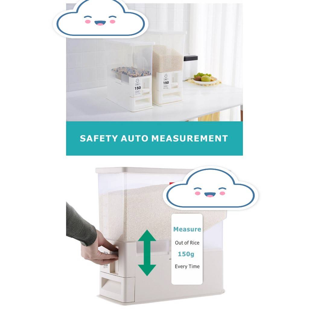 Multi Function Food Rice Dispenser Storage Pot Food Dispenser Organizer ...