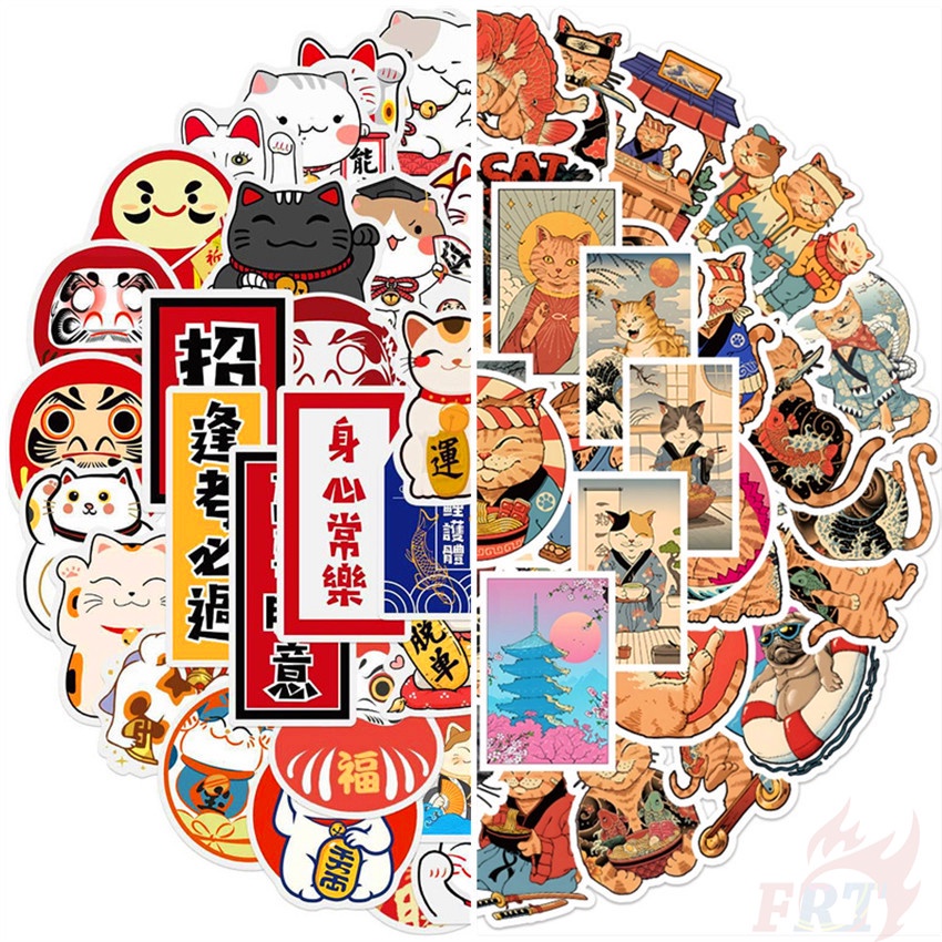 106Pcs/Set JDM Cats Series A Bushido Cats & Lucky Cats Stickers DIY ...
