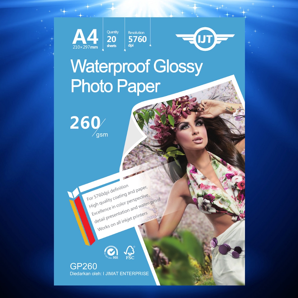 20's / 50's per pack IJT GP260 GP260-50 Waterproof Glossy Photo Paper A4 Size 260g 260gsm Each ...
