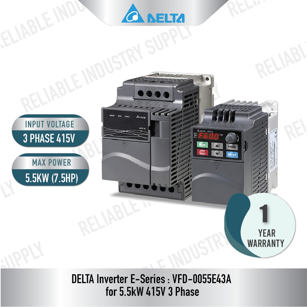 DELTA Inverter E Series 5.5KW & 7.5KW (7.5HP & 10HP) 3 Phase 415V ...
