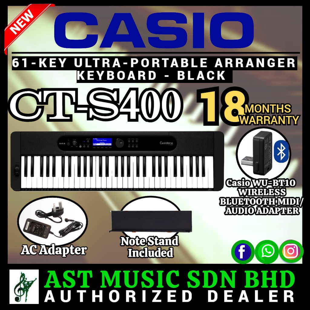 Casio CT-S400 61-key Ultra-Portable Arranger Keyboard - Black (CTS400 / CT S400) | Shopee Malaysia