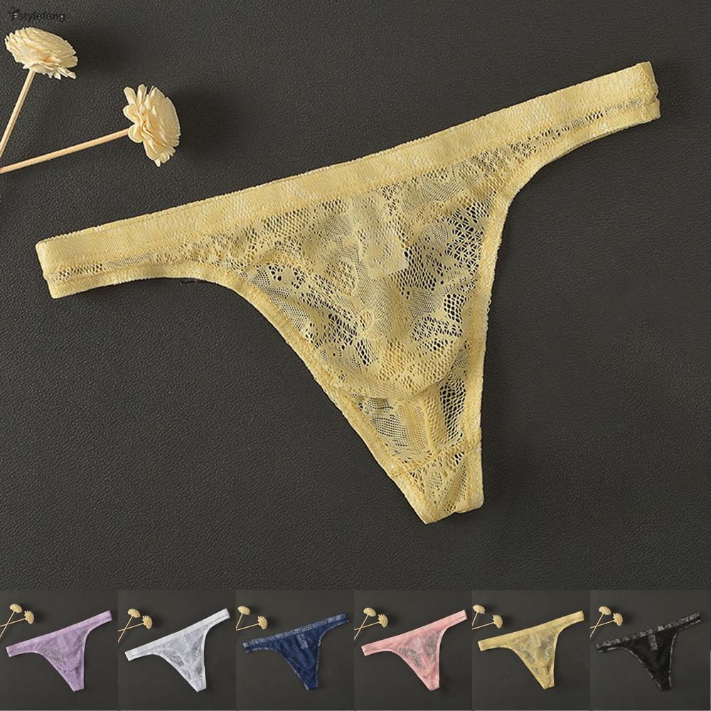 Underwear T-back See through Men Low Waist Shee lace Breathable Elastic ...