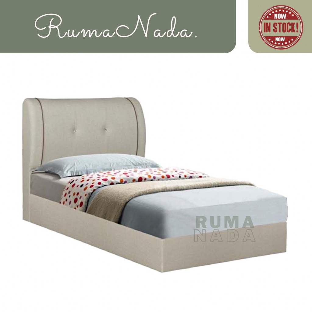 Beige Simple Modern Single Divan Thick Headboard / Single Size Divan ...