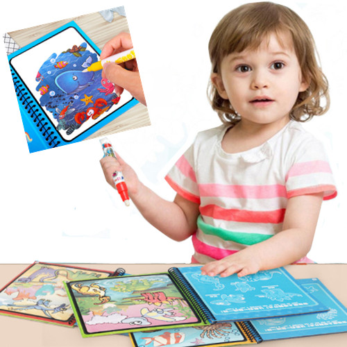 Reusable Magic Water Drawing Book Coloring Drawing with Magic Pen ...