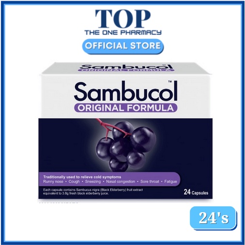 Sambucol Original Formula - 24 Capsules (Cough, Sore thorat, Runny nose ...