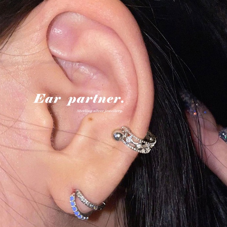 Ear Partner Personalised Zircon Semicircle S925 Sterling Silver Stud ...