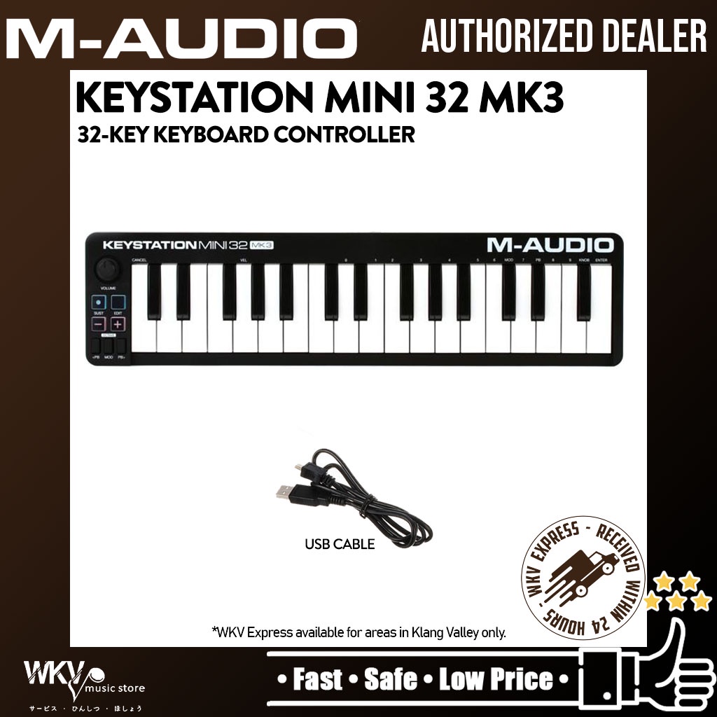 M-Audio Keystation Mini 32 Mk3 32-Key Portable Keyboard Controller USB MIDI Controller ...