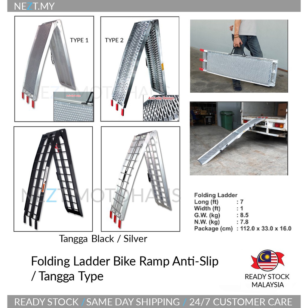 Motorcycle Folding Ladder Bike Motor Ramp Anti-Slip Type / Tangga Tahan ...