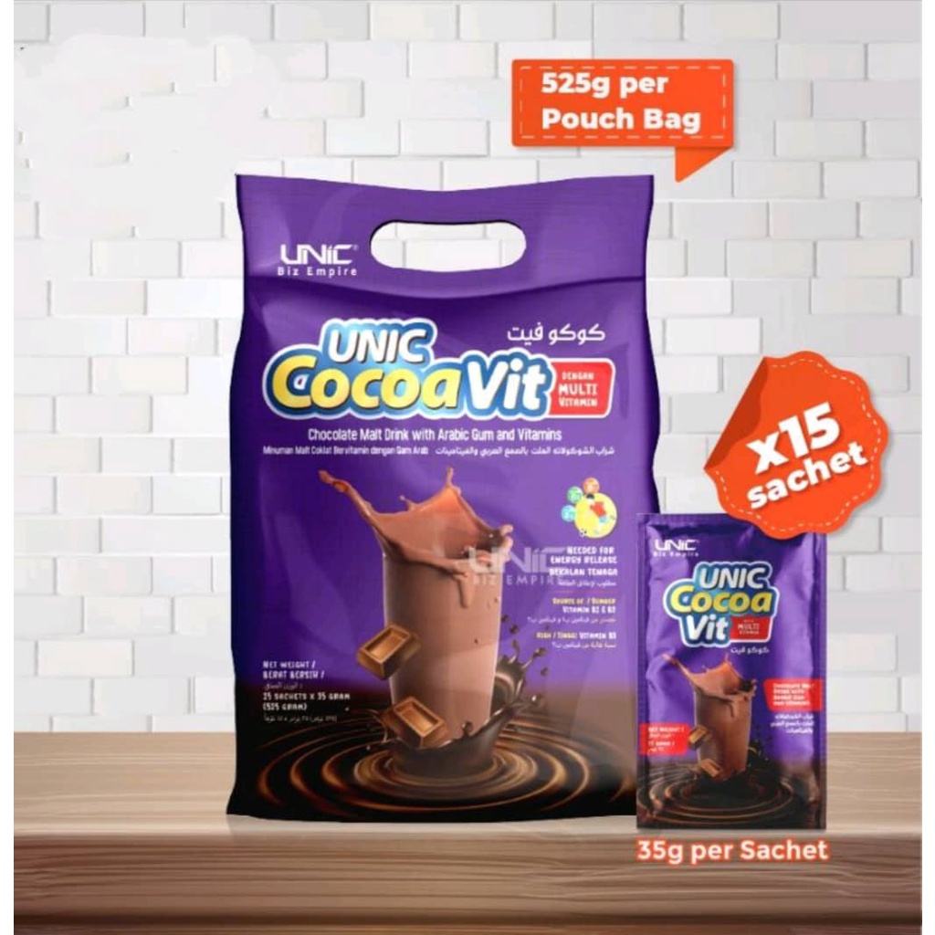 UNIC Cocoa Vit Arabic Gum and Multivitamins Chocolate Malt Drink Pouch ...