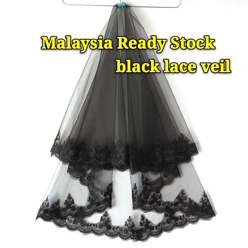 Zeena Mysterous black VEIL hitam bridal party pengantin kawin NIKAH ...