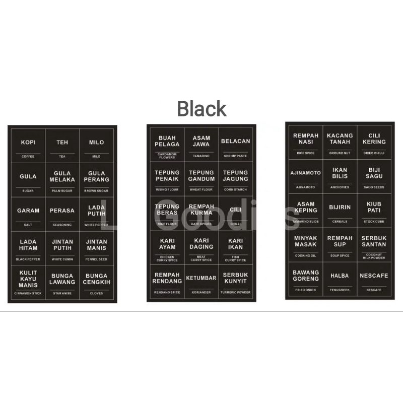 Minimalist Kitchen Sticker / Sticker Dapur / Waterproof Pantry Spice ...