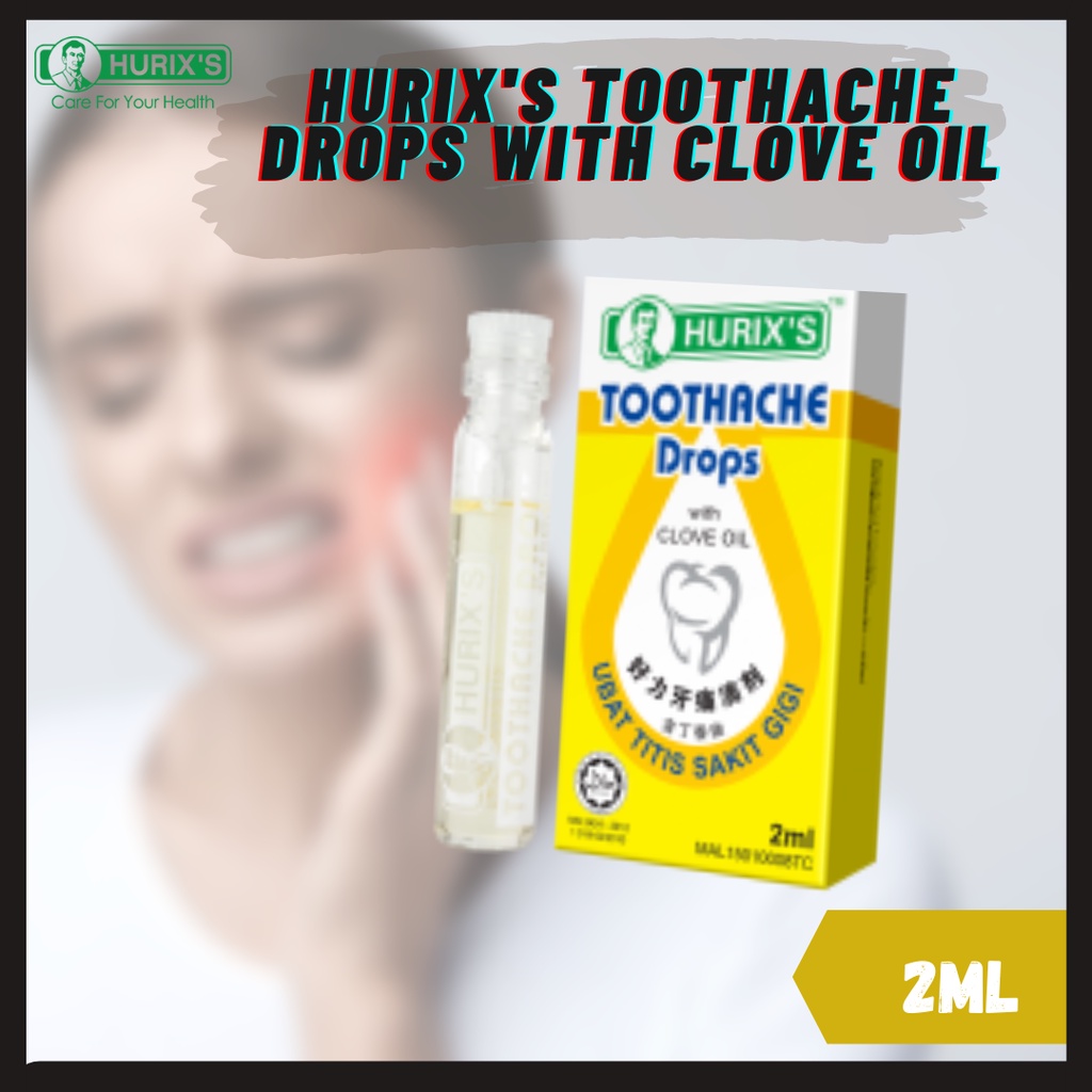 Hurix's Toothache Drops With Colive Oil 2ml (Ubat Titis Sakit Gigi ...