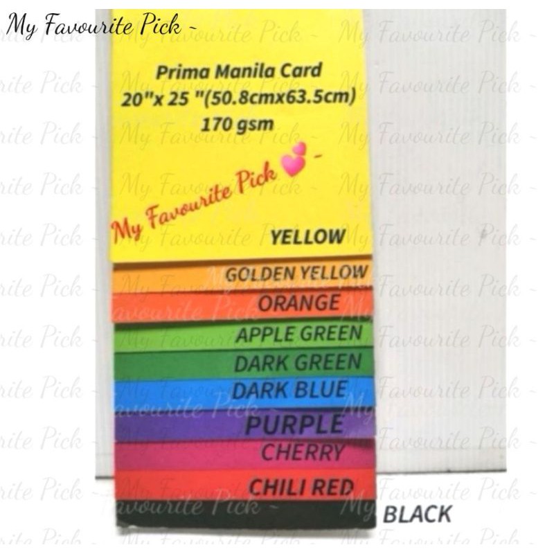 PRIMA MANILA CARD 20"X 25" 170 GSM (PACK /100 SHEETS) | Shopee Malaysia