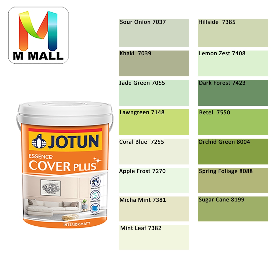 *📌📌* (7037-8199) 1L Jotun Paint Essence Cover Plus Matt Shades of Green | Shopee Malaysia