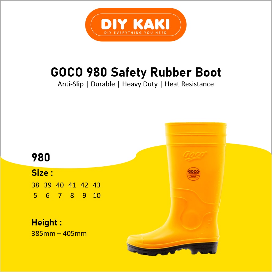 GOCO 980 Yellow Safety Rubber Rainboot Boot 38# - 44# / Safety Shoes ...