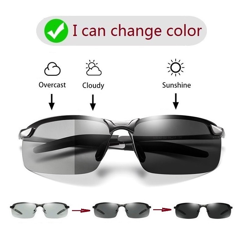 UV400 Photochromic Polarized Sunglasses UV Protection Anti Glares ...