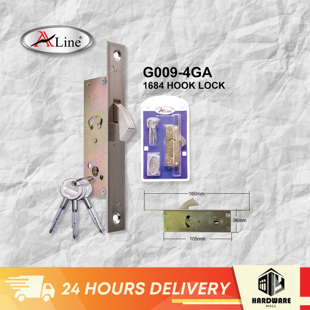 Aline G009-4GA 1684 Hook Lock Mortise Door Metal Grill Main Gate Grille Welding Pintu Pagar ...