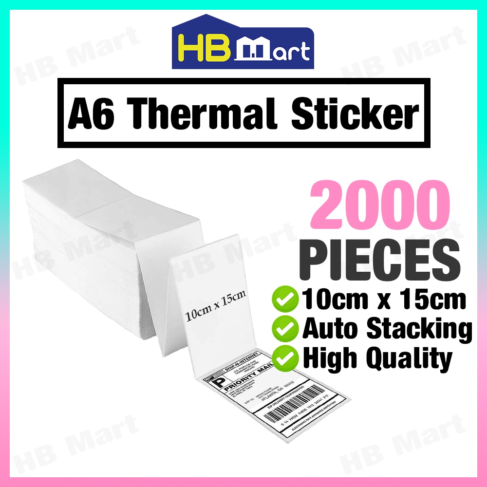 2000pcs Thermal Sticker A6 Paper Roll Fold Stack Airway Bill Sticker ...