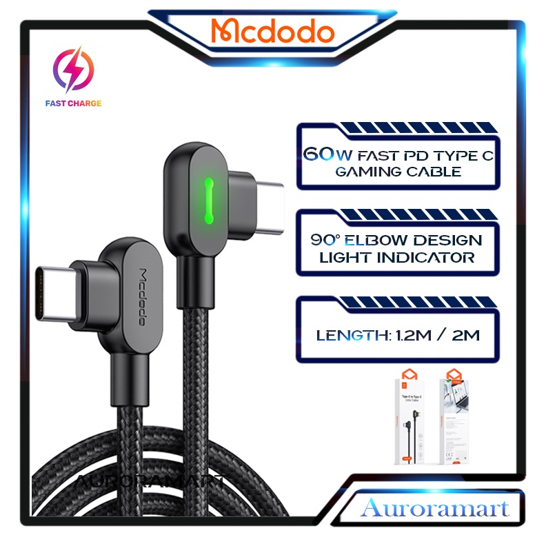 Mcdodo PD Type C To Type C Data Cable 60W Fast Charging Cables With Led ...