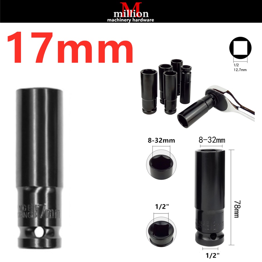 (1pc) 1/2" 8-32mm x 78mm Length Extra Long Deep Impact Box Socket ...