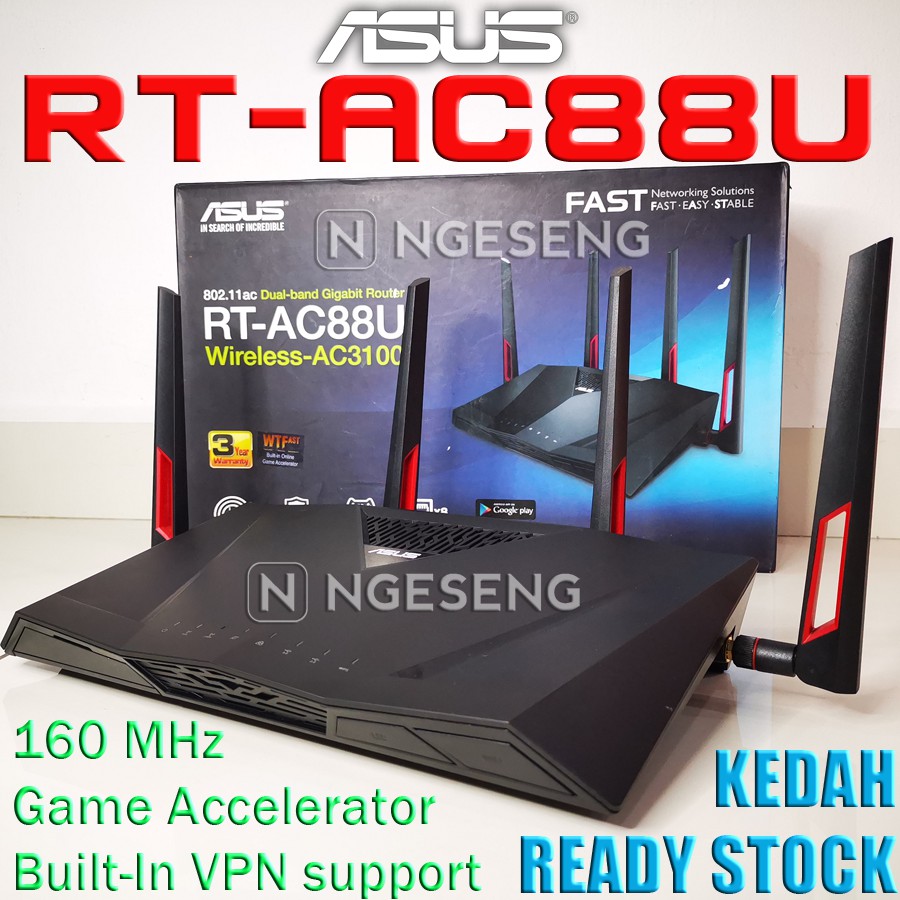 [USED] ASUS RT-AC88U AC3100 160MHz Game VPN Dual Band Gigabit Wireless ...