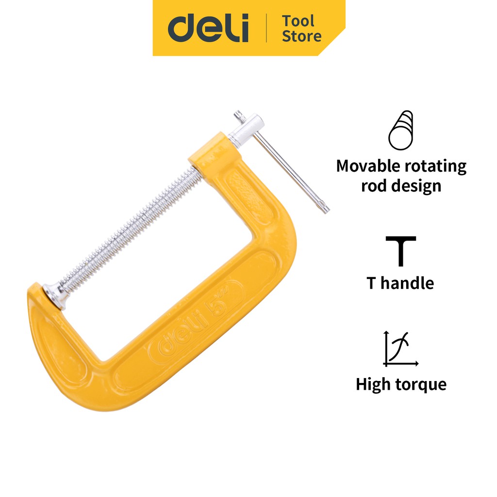 Deli Tools G Clamp 5" Movable Rotating Rod Design DLG205 | Shopee Malaysia