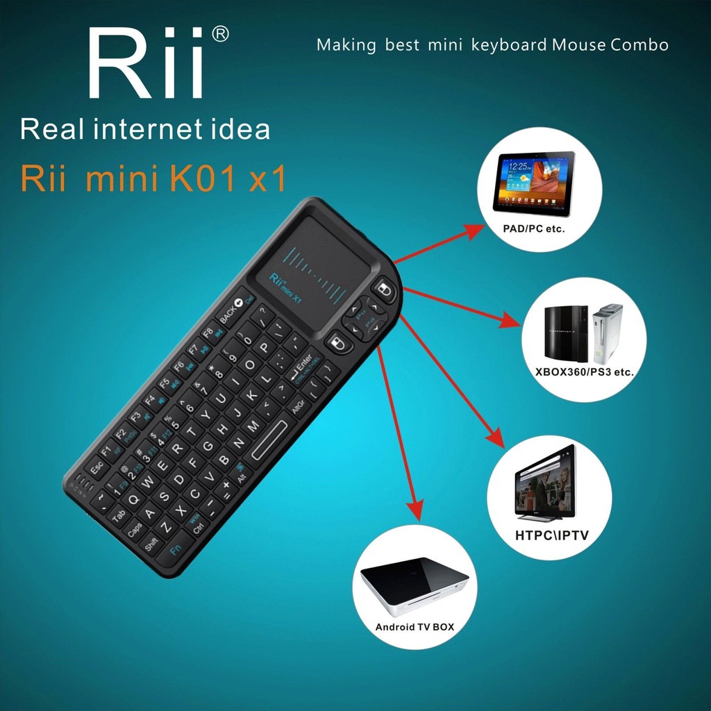 Mini 2.4GHz RF Remote Wireless Mini QWERTY Keyboard with Touchpad for ...