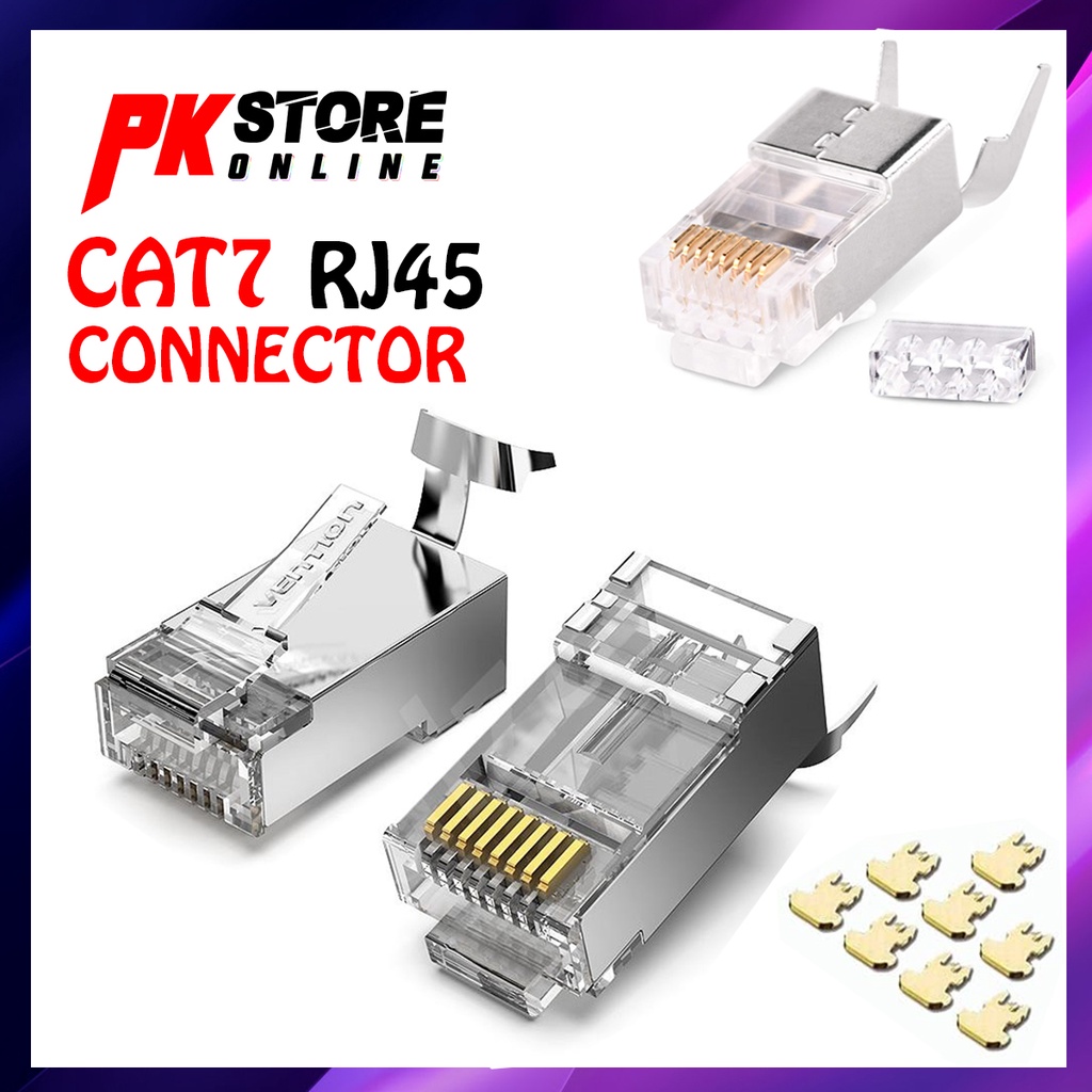 1pcs Rj45 Connector Network Cable Connector 10 50 100pcs Cat6a Cat7 Rj45plug Shielded Ftp 8p8c