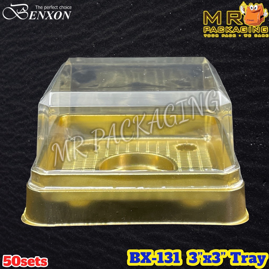 3" BX-131 Plastic Gold Tray & Lid [ 50sets± ] Door Gift Mooncake Bakery ...