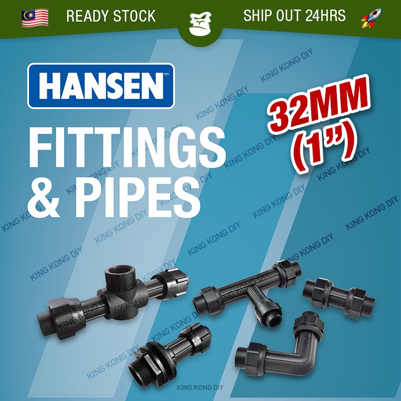 32MM (1") HANSEN FITTINGS HDPE Pipes Nylon 6 Elbow Tee Socket Coupling Tank Connector Thread ...