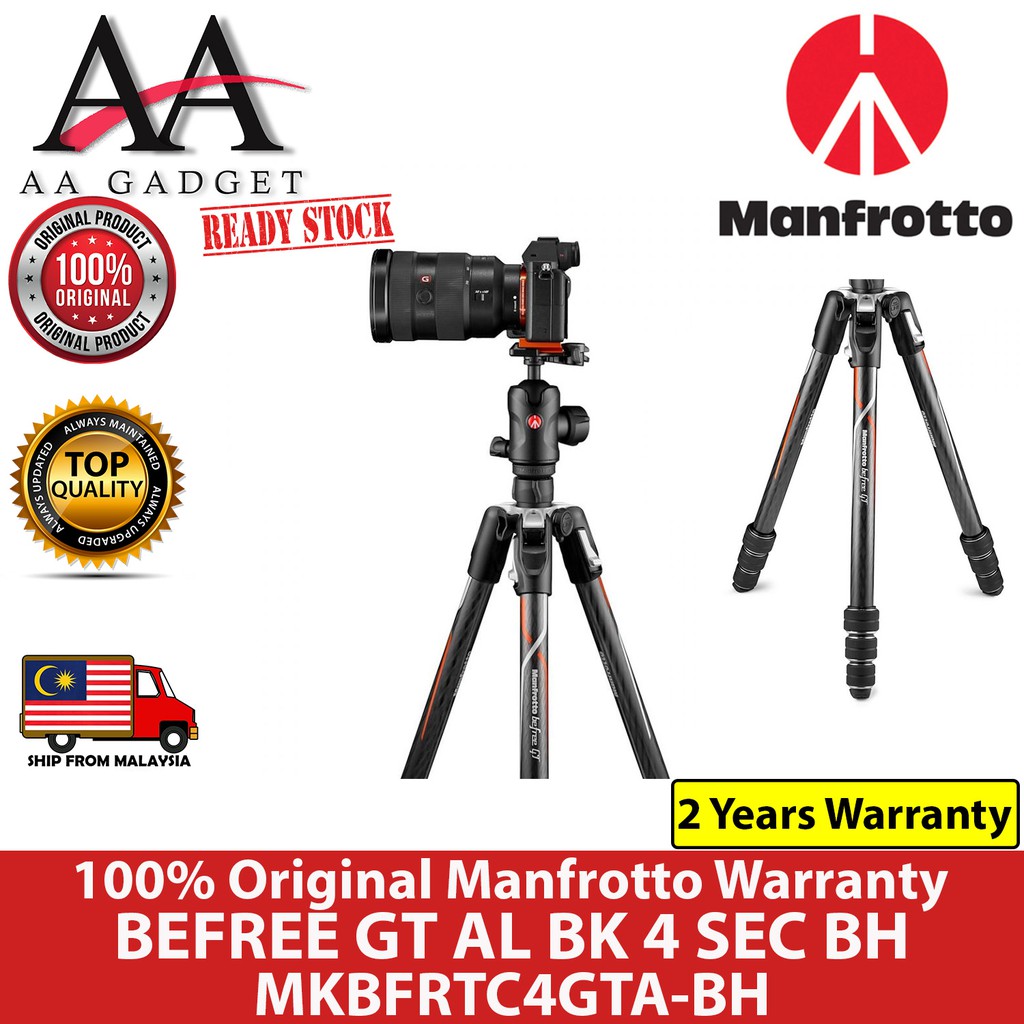 Manfrotto Befree GT CARBON Alpha (MKBFRTC4GTA-BH) Ship from Malaysia (100% Original Manfrotto ...
