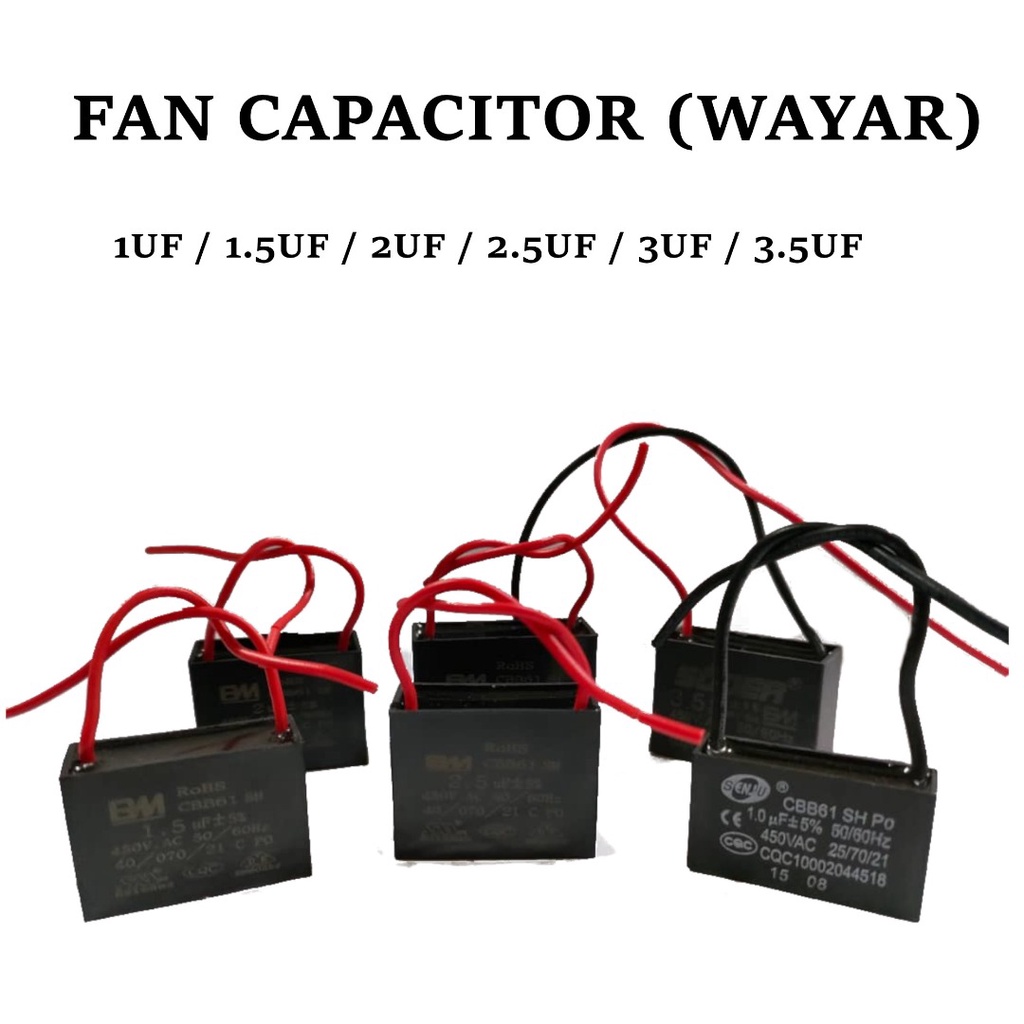Fan Capacitor (WAYAR) 1uf/1.5uf/2uf/2.5uf/3uf/3.5uf | Shopee Malaysia