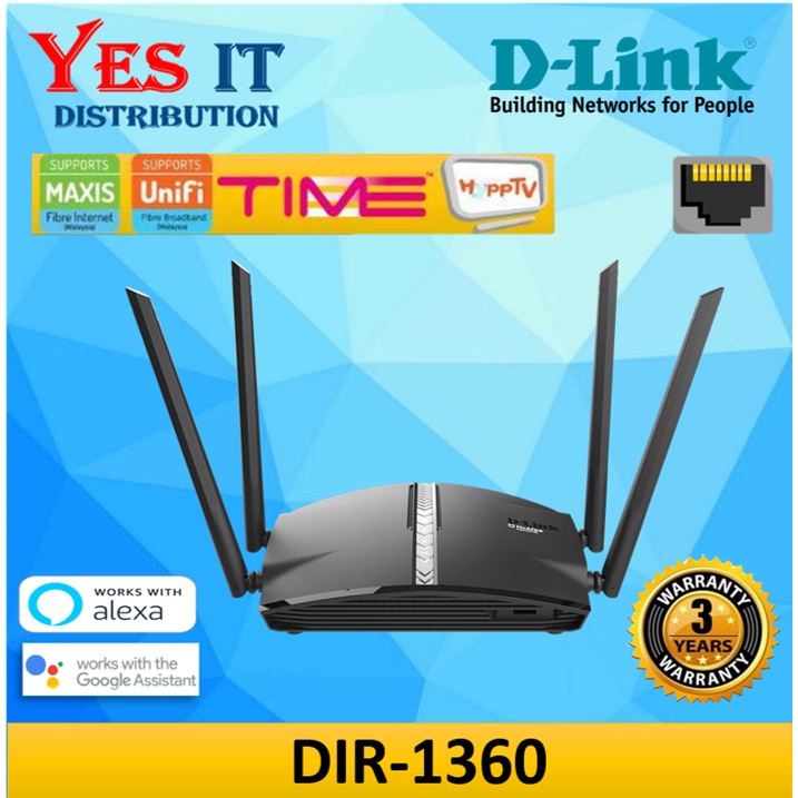 D-Link EXO DIR-1360 AC1300 Gigabit Smart Mesh WiFi Wireless Router with ...