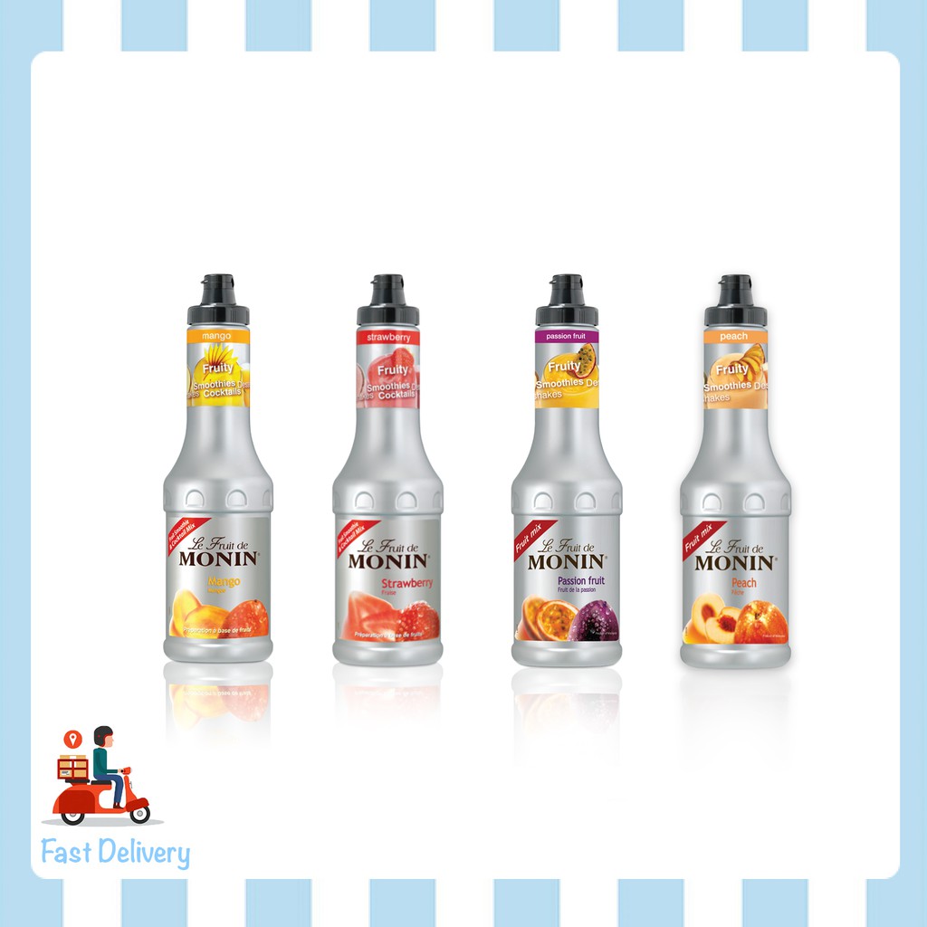 MONIN PUREE FRUIT MIX MANGO/ PASSION FRUIT/ STRAWBERRY/ PEACH 500ML ...