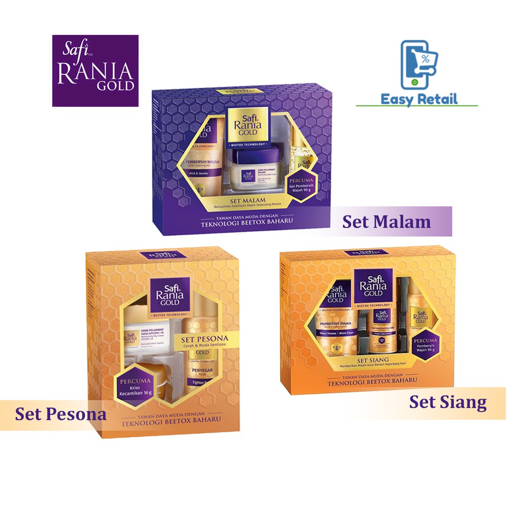 Safi Rania Gold Skincare Set [Siang/Malam/Pesona] | Shopee Malaysia