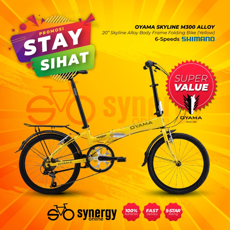 Oyama Skyline M300 20 Inch Folding Bicycle 6 Speeds Shimano Basikal ...