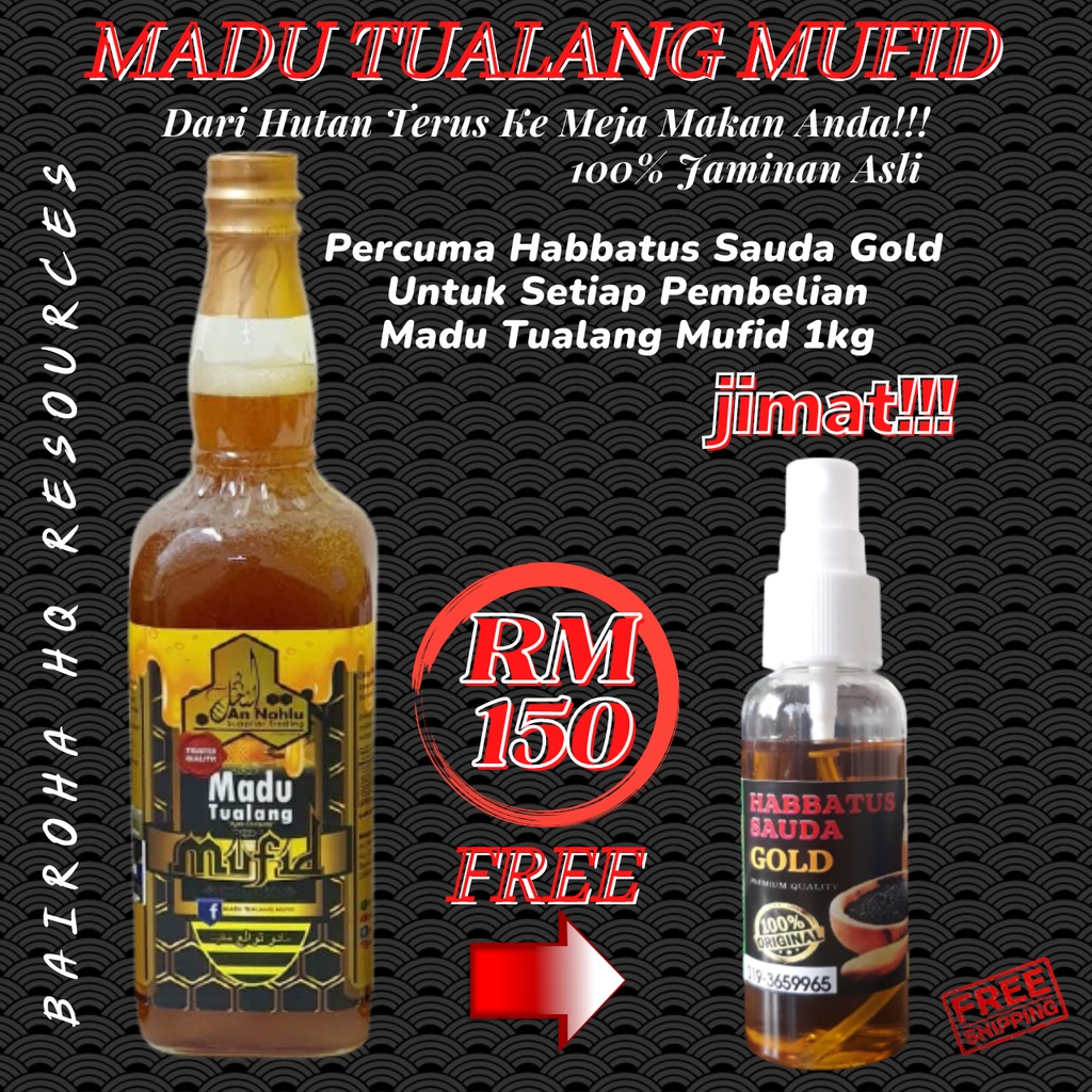 [100% ASLI] Madu Lebah Asli dan Tualang Asli/Freegift Habbatus Sauda ...