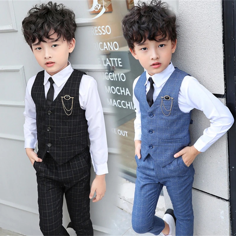Kids Boys Suit Baby Blazer Pants Brooch Bow Tie Attire Set Formal ...