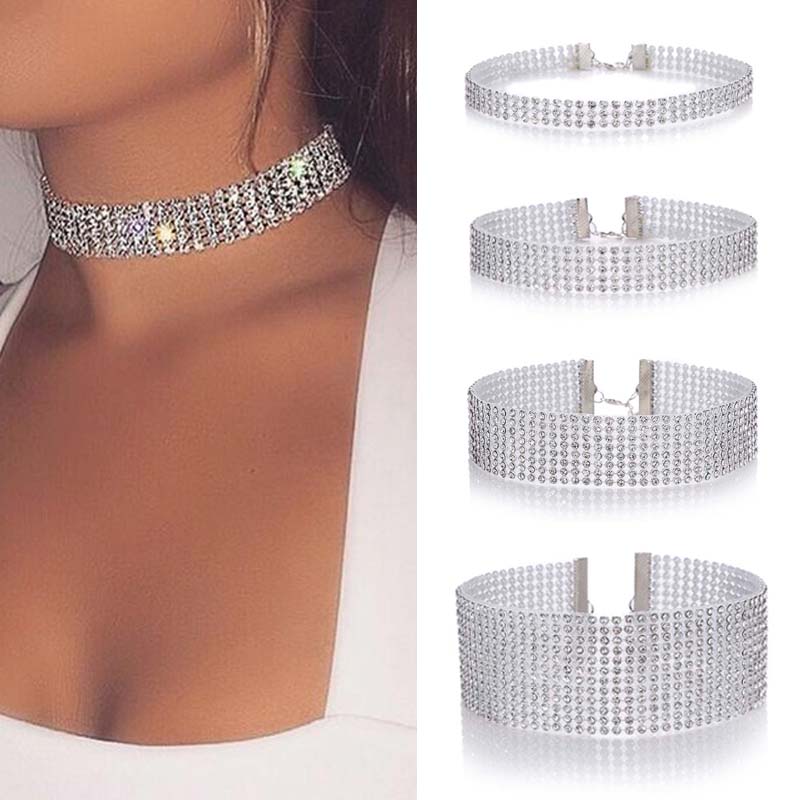 [Invincible] Full Crystal Rhinestone Silver Punk Fashion Chain Sexy ...