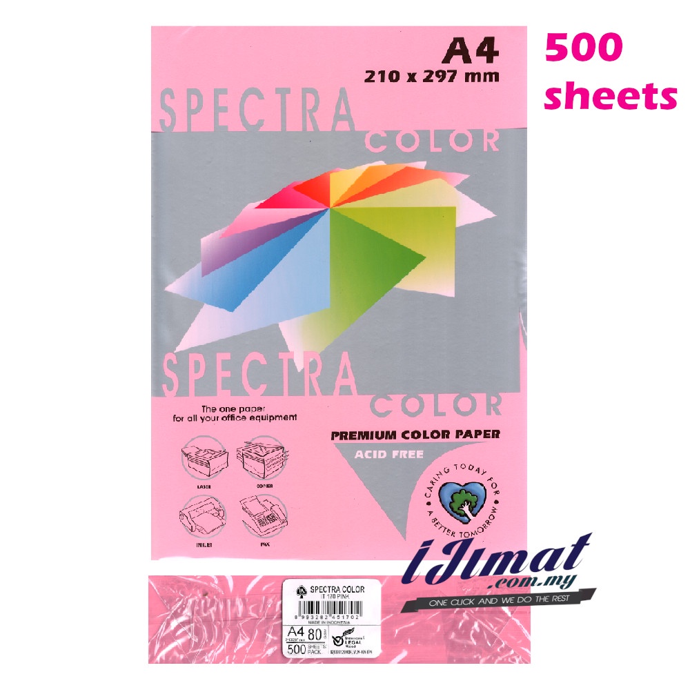 Sinar Spectra A4 Premium Colour Paper 80gsm Light Green / Pink 500pcs ...