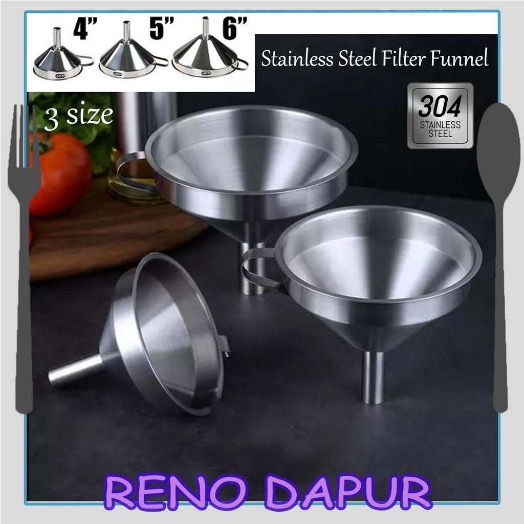 RENODAPUR 4” 5” 6” / 11CM 13CM 15CM Stainless Steel 304 Filter Funnel Oil Liquid Fluid Filter ...
