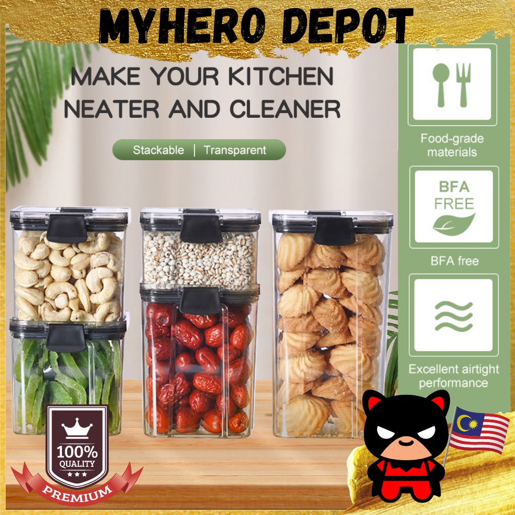 Food Storage Airtight Multigrain Storage Container Plastic Transparent ...