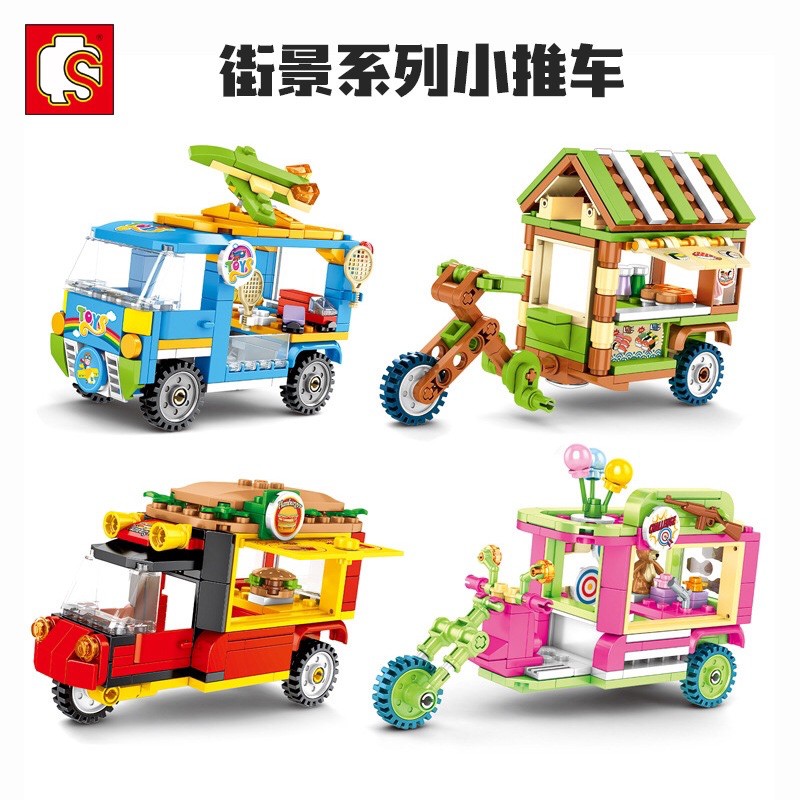 Sembo Building Street Block Set Food Truck Trolley Stall | Shopee Malaysia
