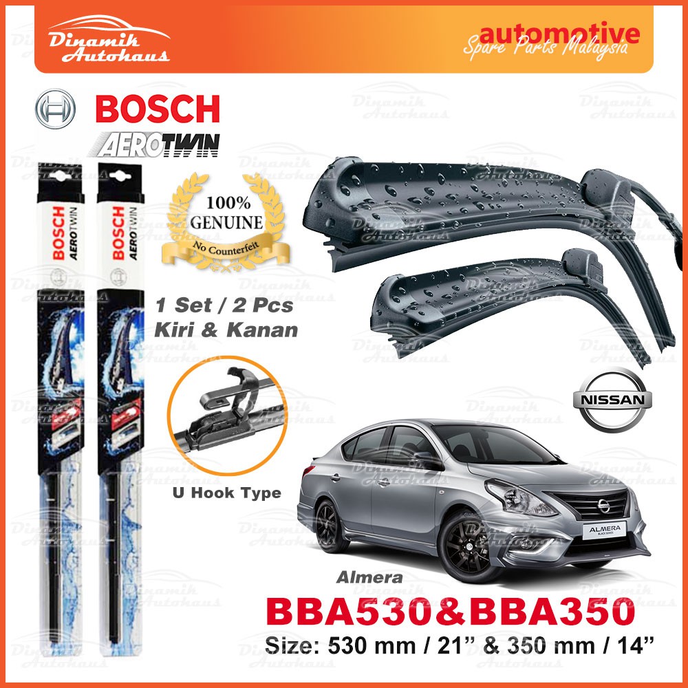 Nissan Almera N17 Year 2012 To 2020 Car Windscreen Front Wiper Size 21" & 14" Inch Bosch U Hook ...