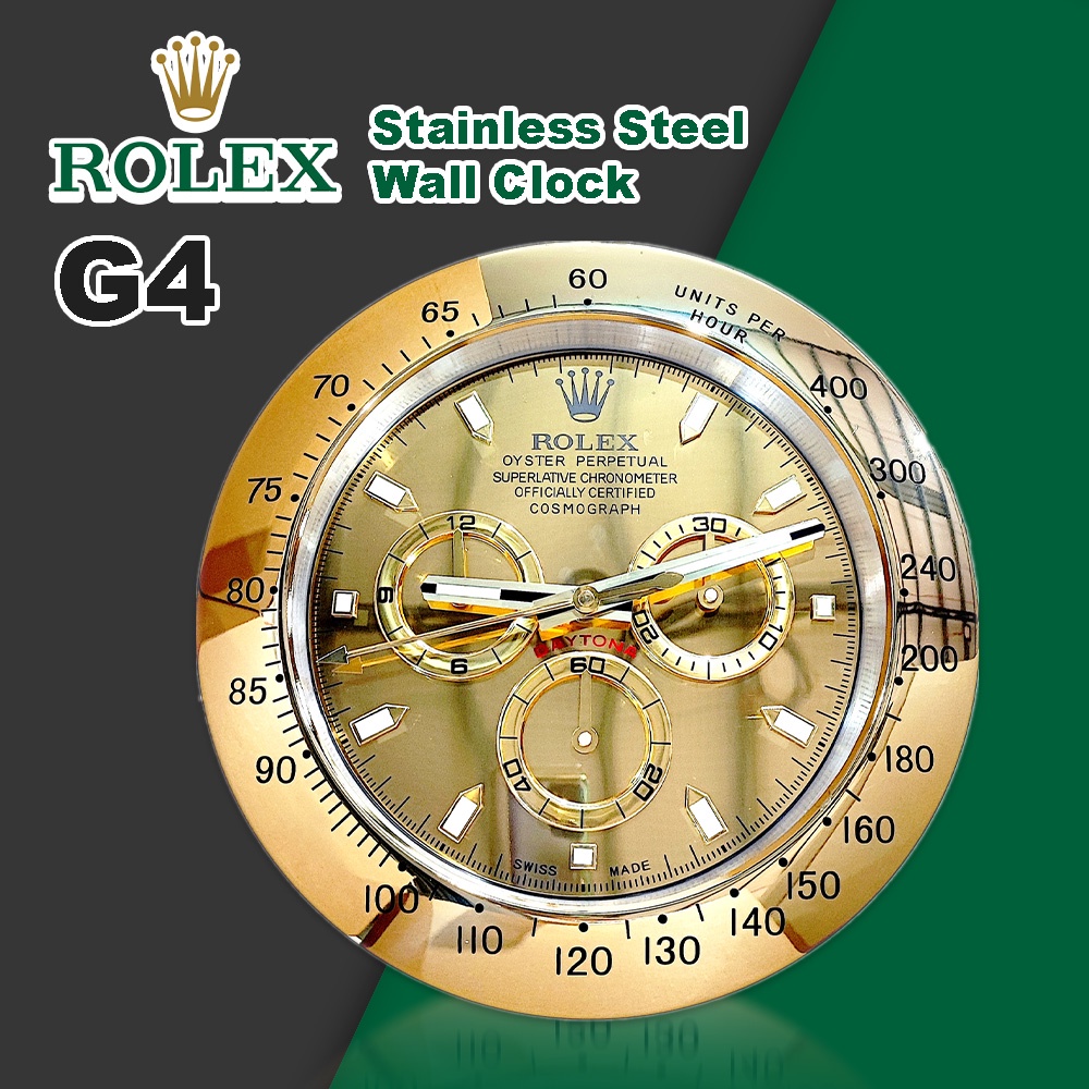 ROLEX Stainless Steel Wall Clock Living Room / GOLD DAYTONA / Glow in ...